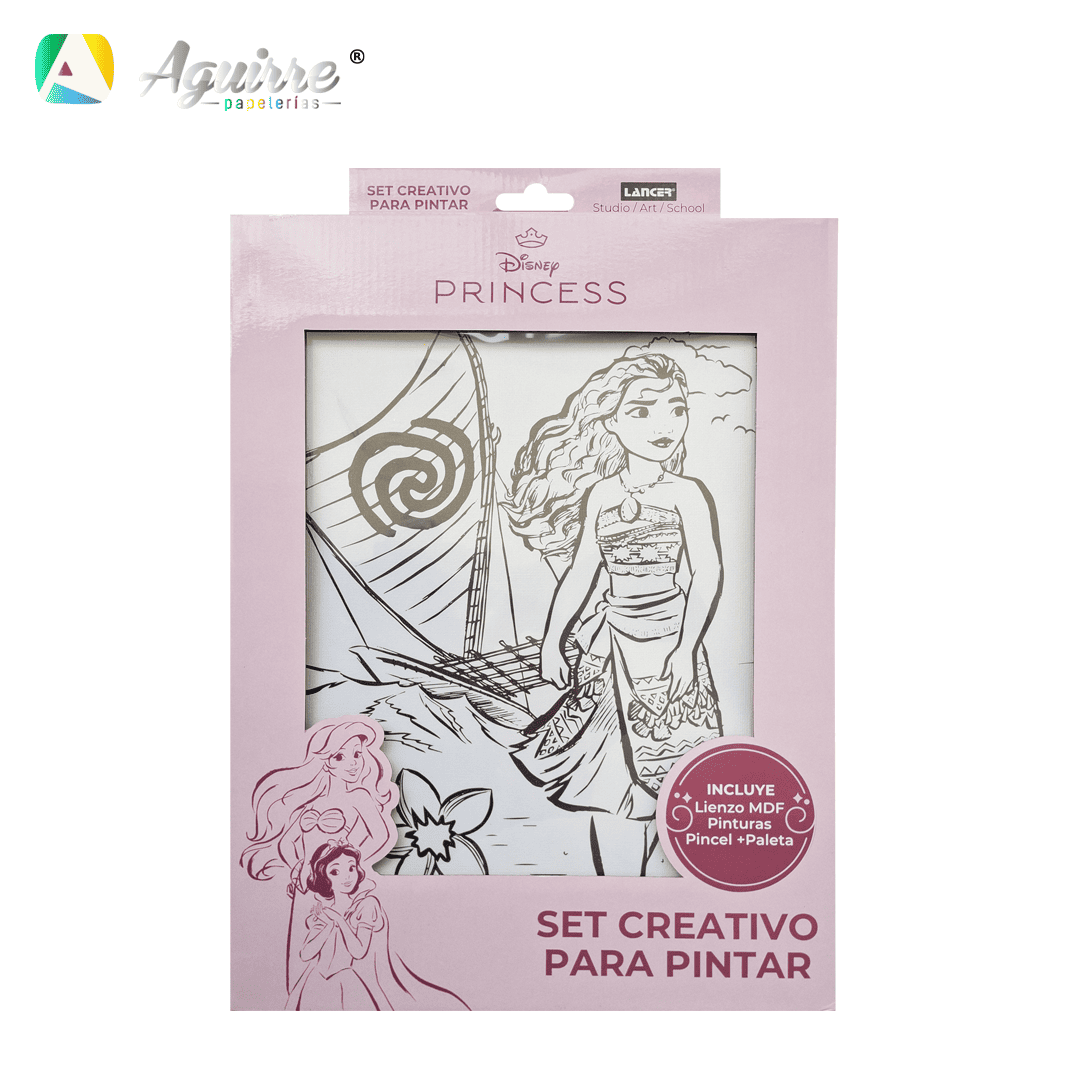 SET LIENZO PRINCESAS MÁS PINTURA Y PINCEL LANCER | Aguirre Papelerías
